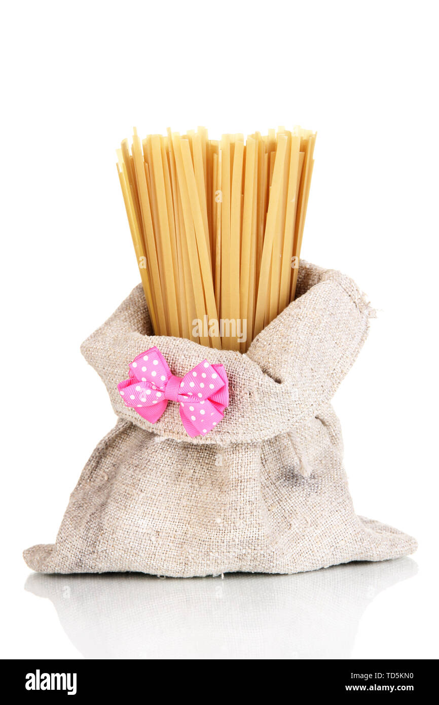 Pasta in bag isolated on white Stock Photo - Alamy