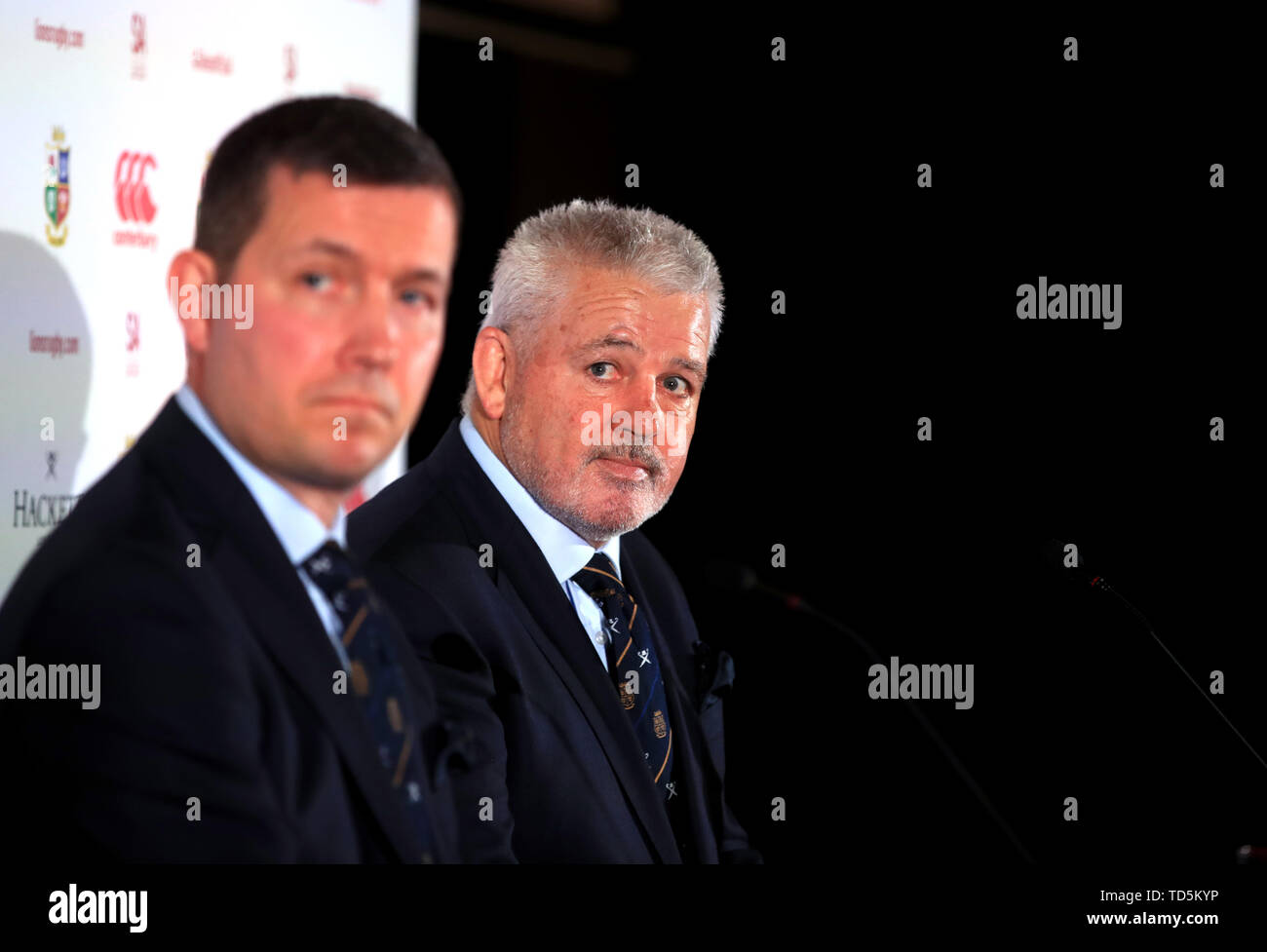 British and Irish Lions head coach Warren Gatland (right) and British ...