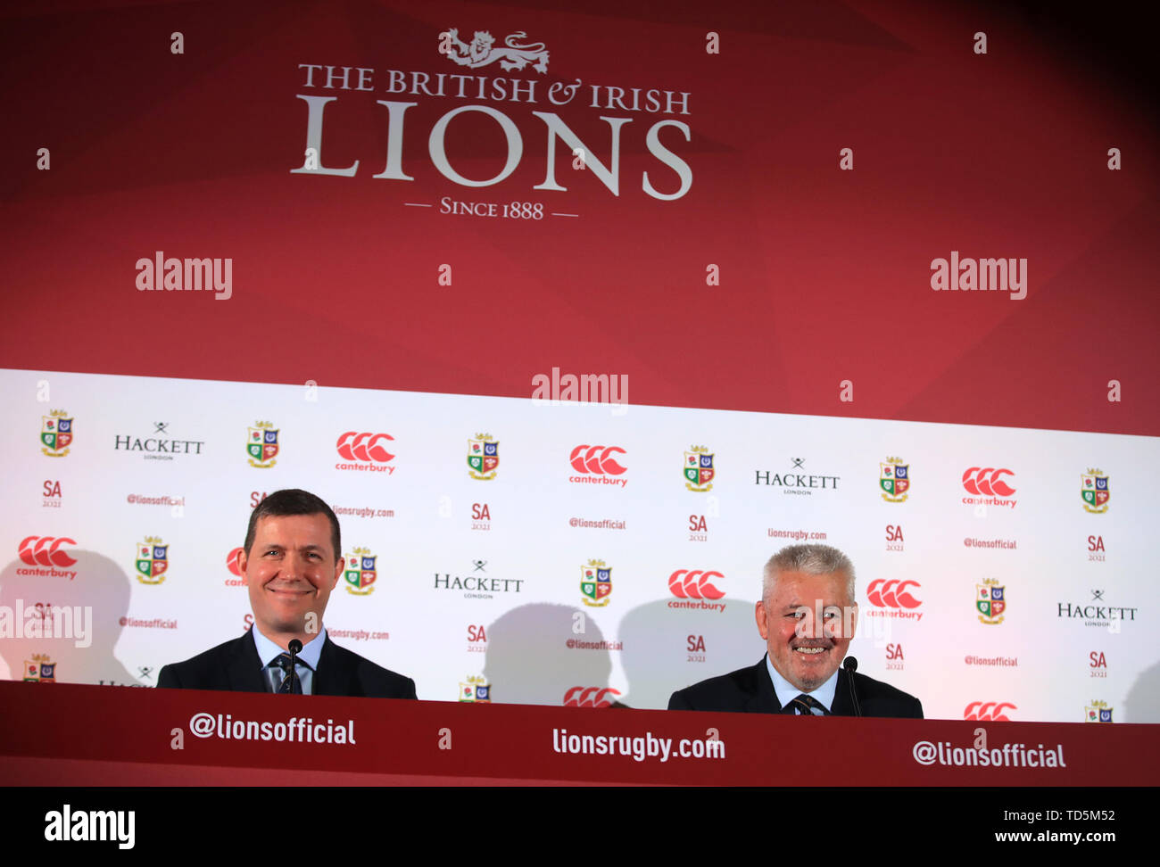 British and Irish Lions head coach Warren Gatland (right) and British ...