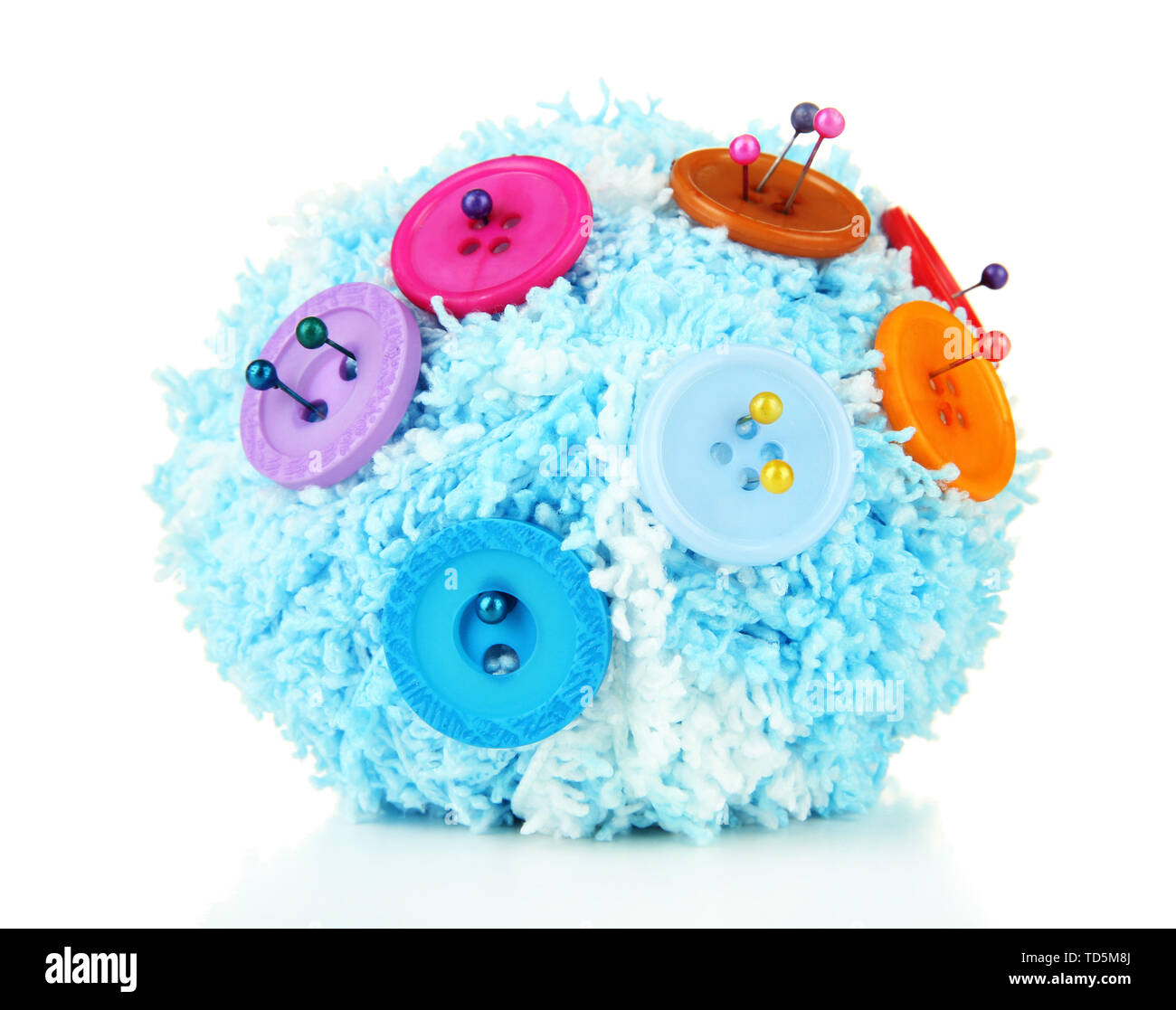 Colorful buttons and wool ball, isolated on white Stock Photo - Alamy