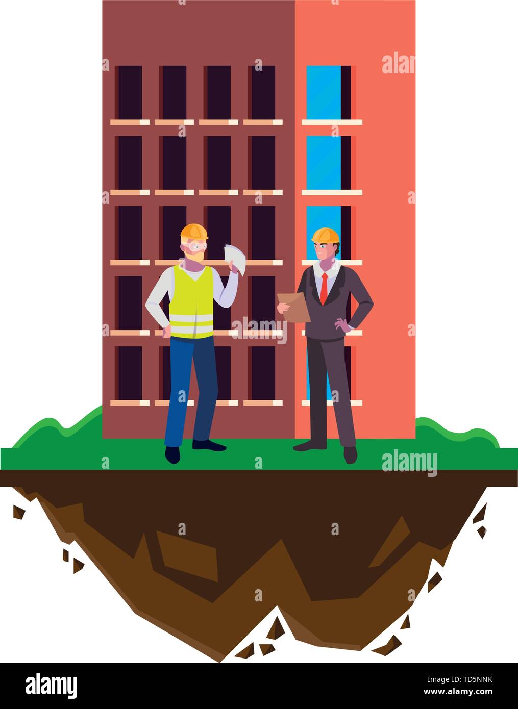 builder constructor with engineer and building vector illustration ...