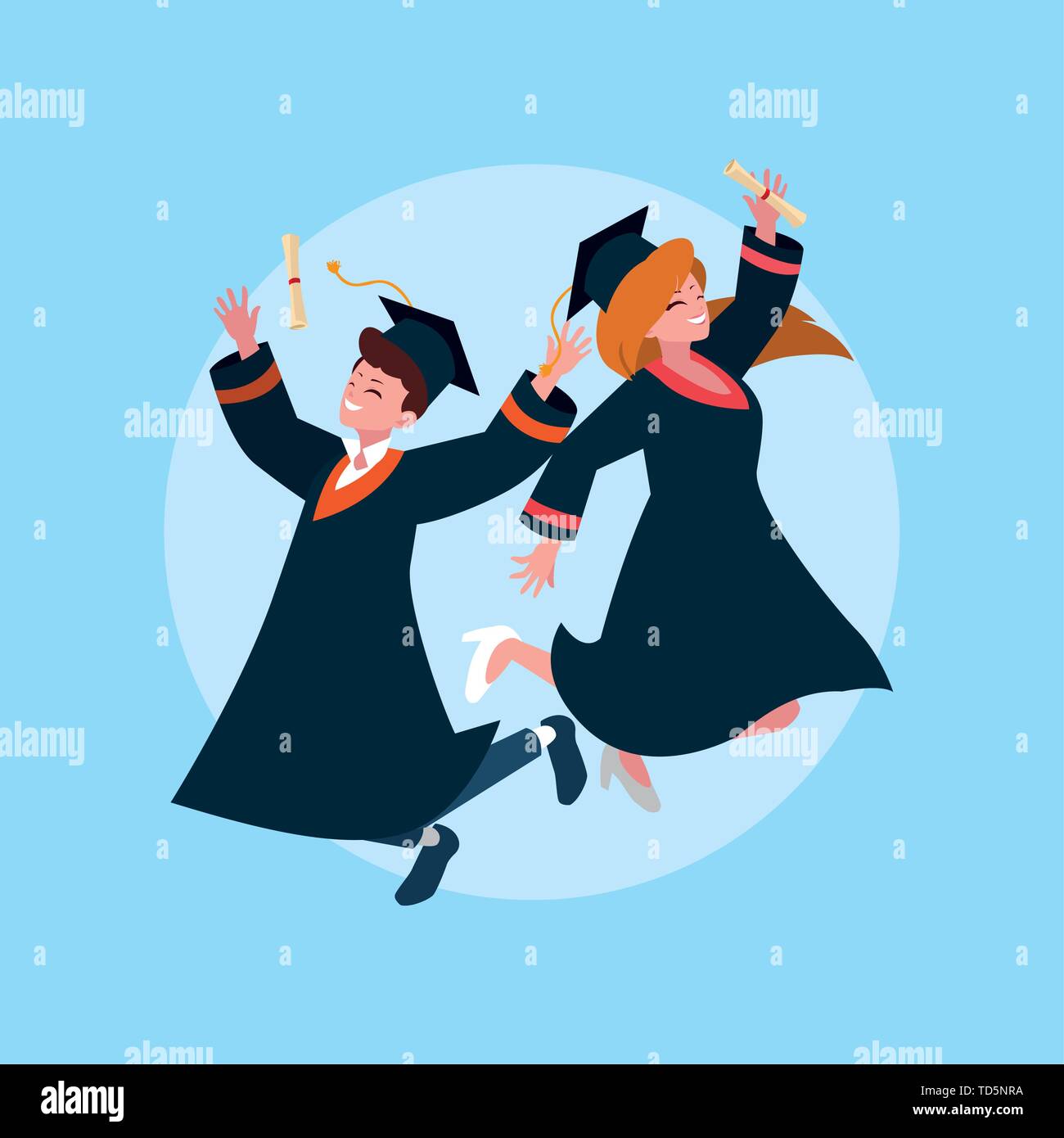 Graduating boy and girl student design, University education school ...