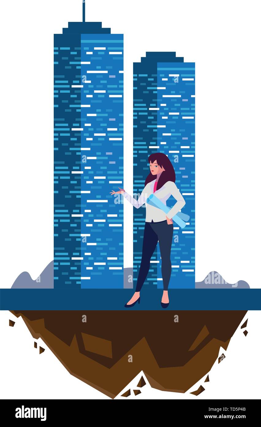 female engineer worker with building vector illustration design Stock ...