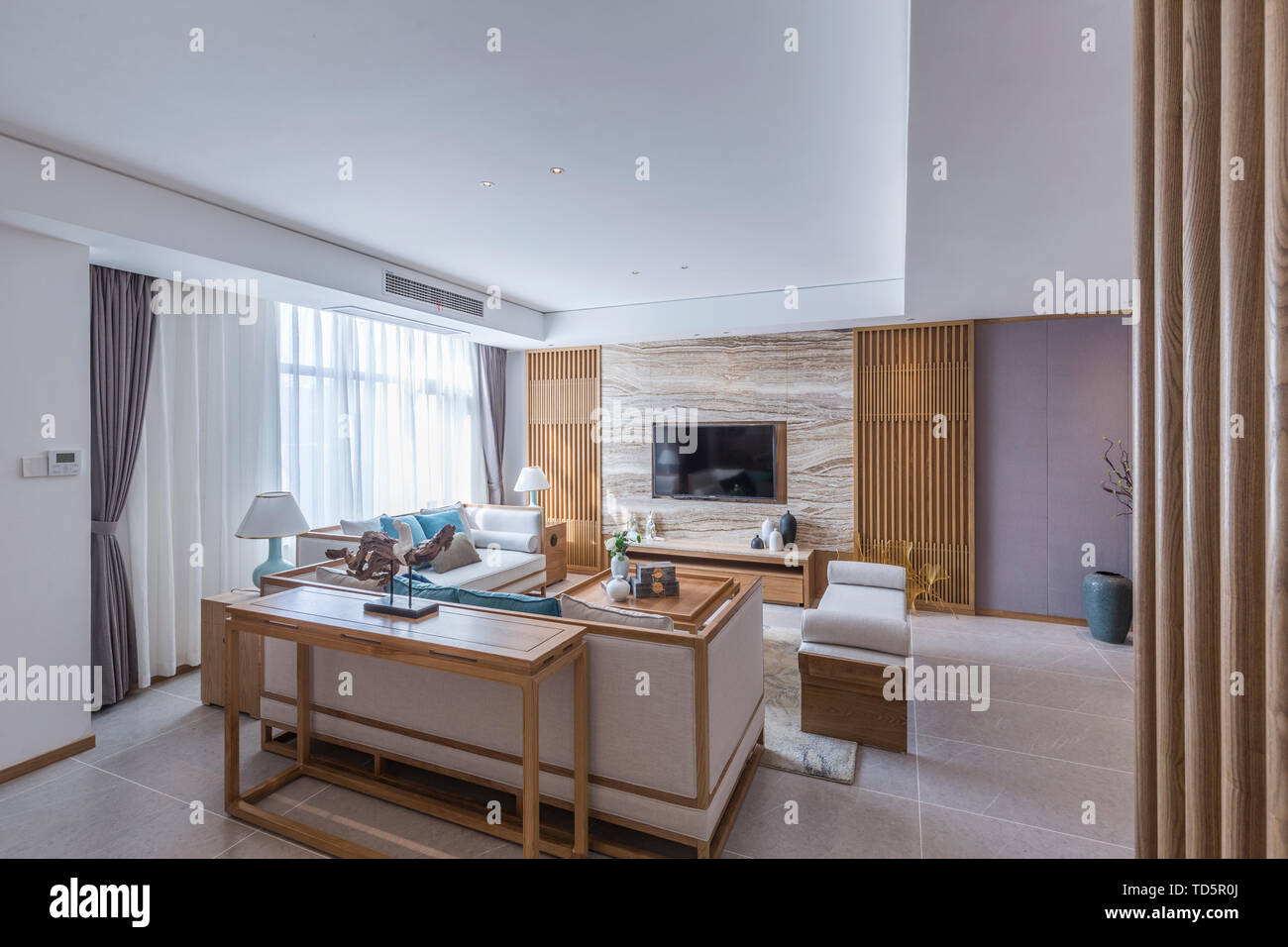 Design of interior design space of model room in modern living room ...