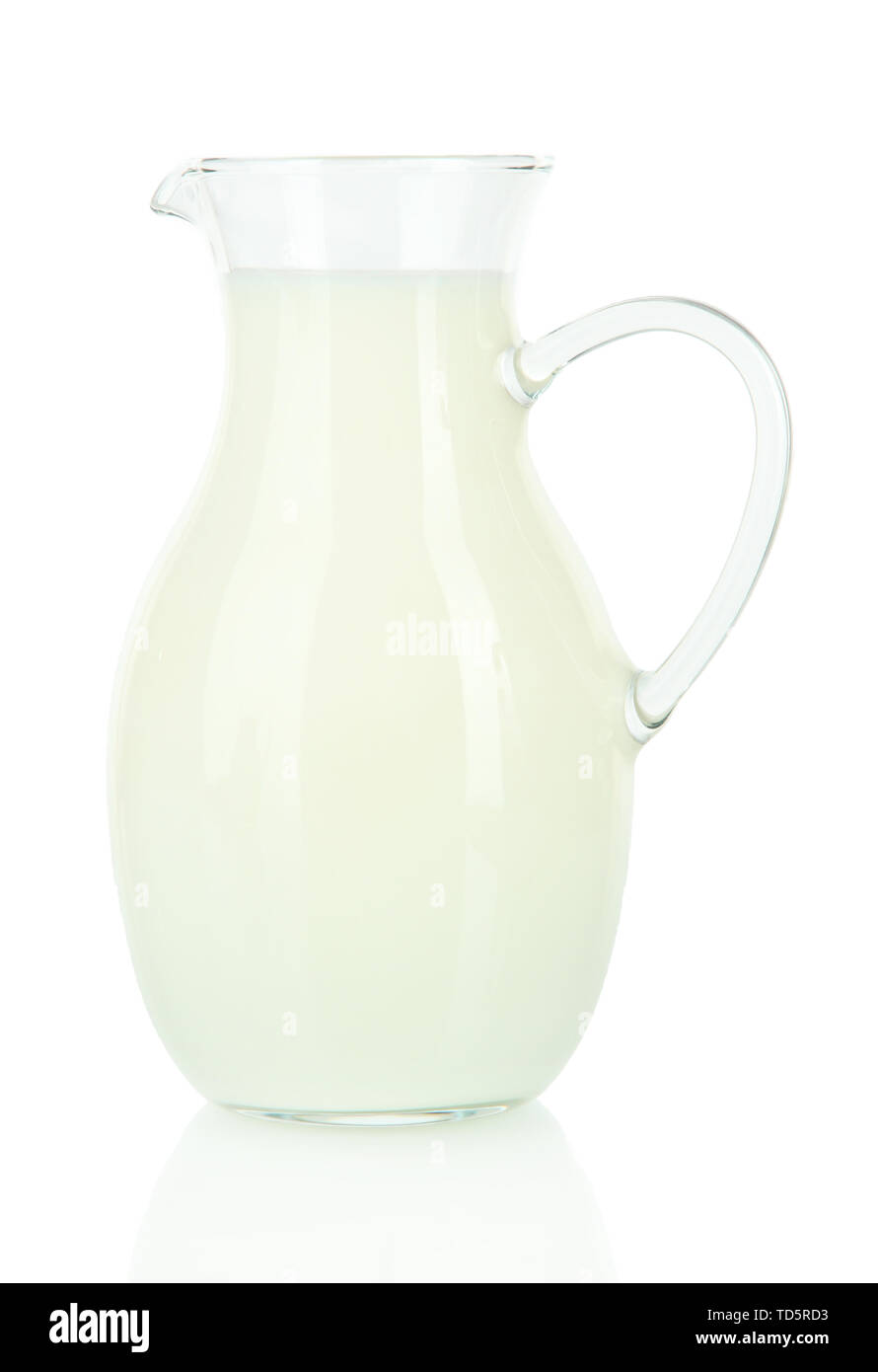 Pitcher of milk isolated on white Stock Photo - Alamy