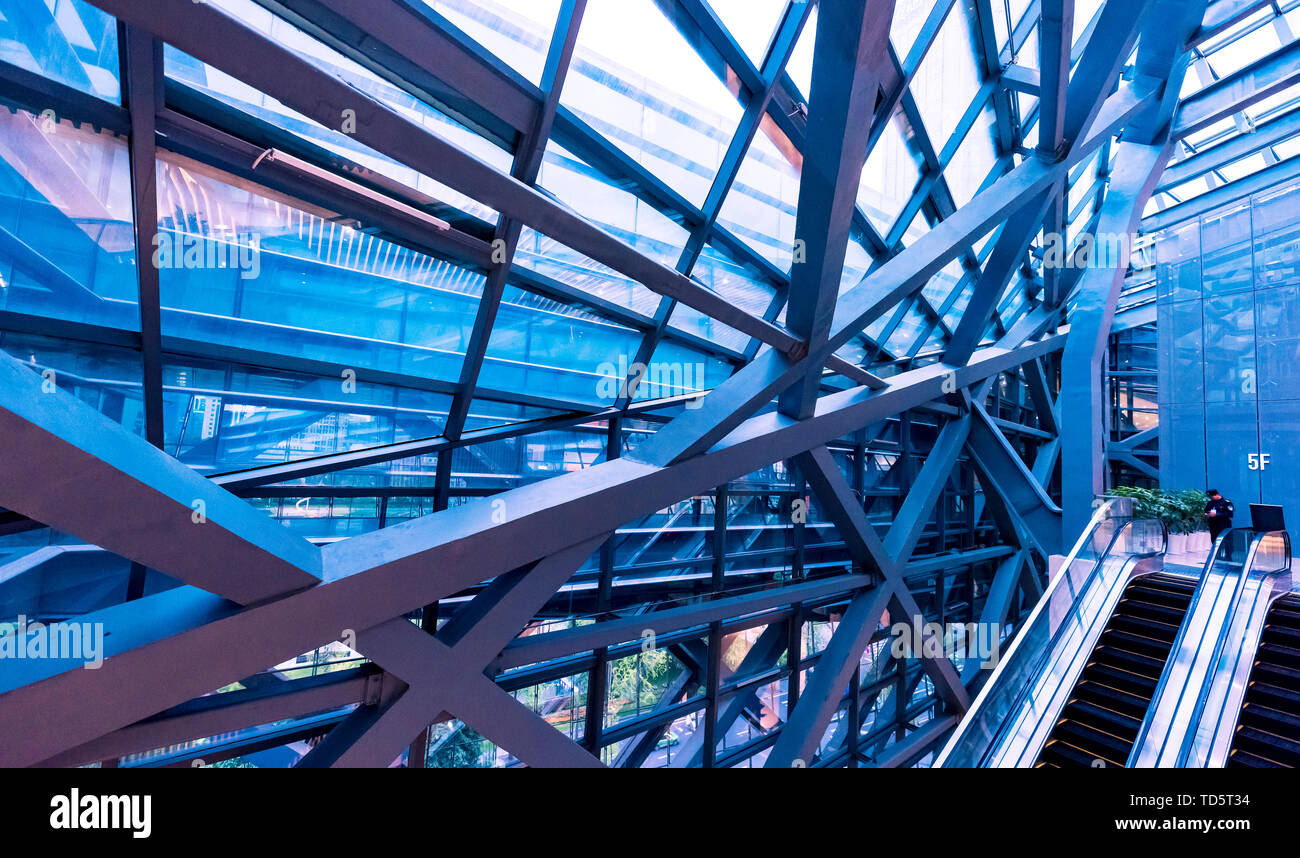 Geometric pattern of steel structure at Chengdu Museum Stock Photo - Alamy