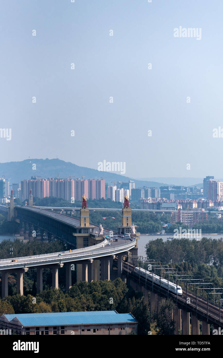 The citys nanjing yangtze river bridge hi-res stock photography and ...