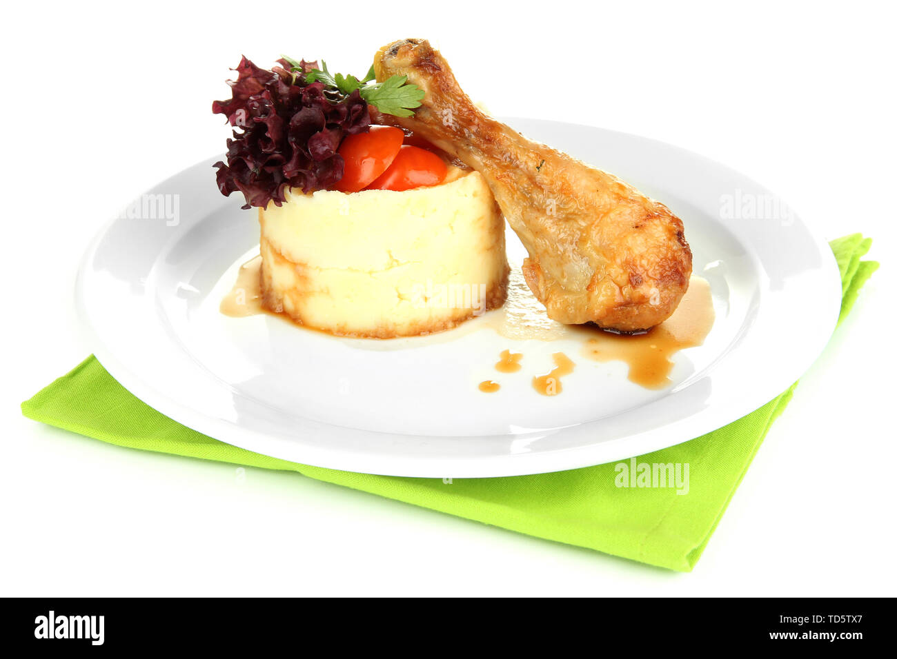 Small portion of food on big plate isolated on white Stock Photo - Alamy