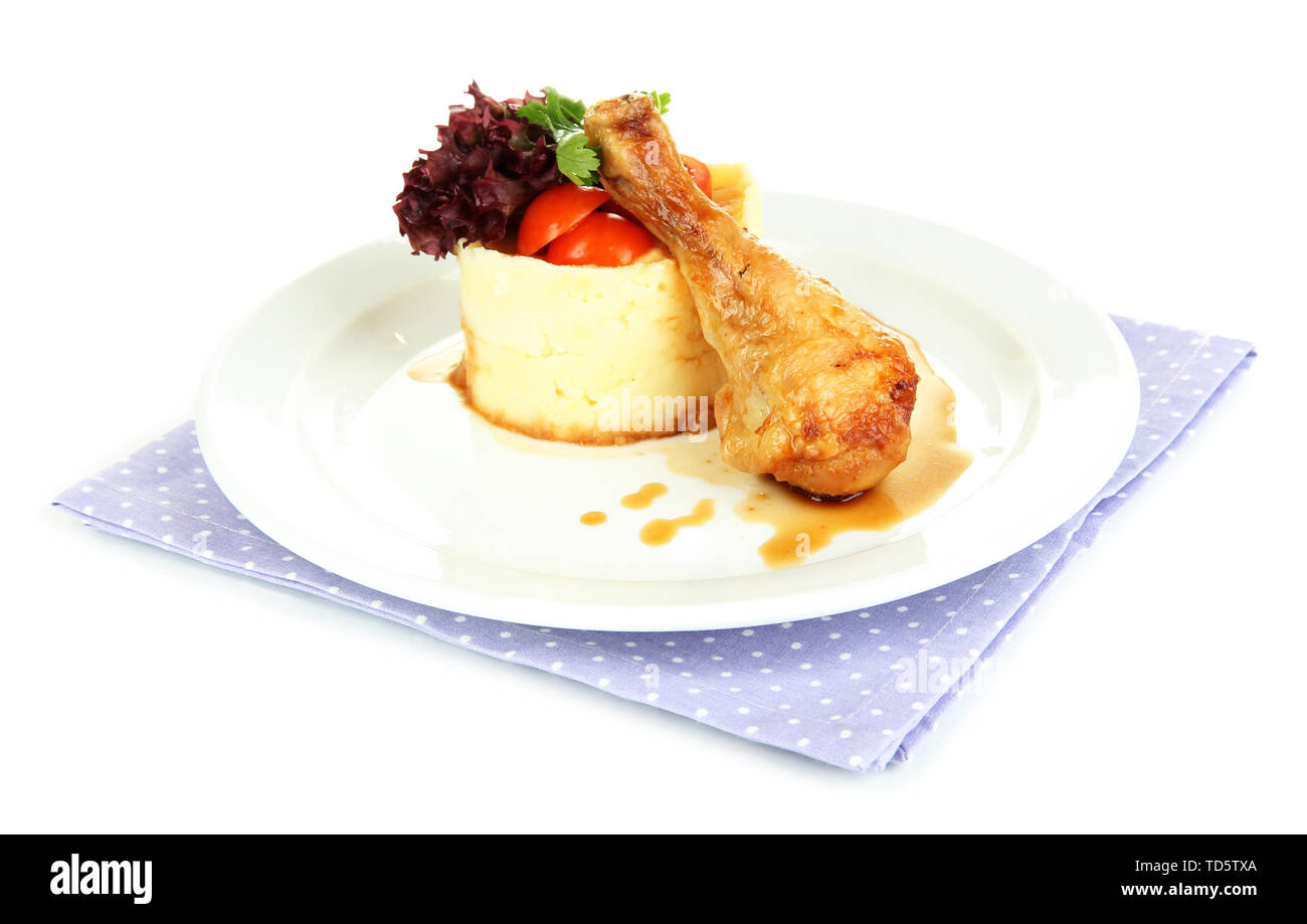 Small portion of food on big plate isolated on white Stock Photo - Alamy