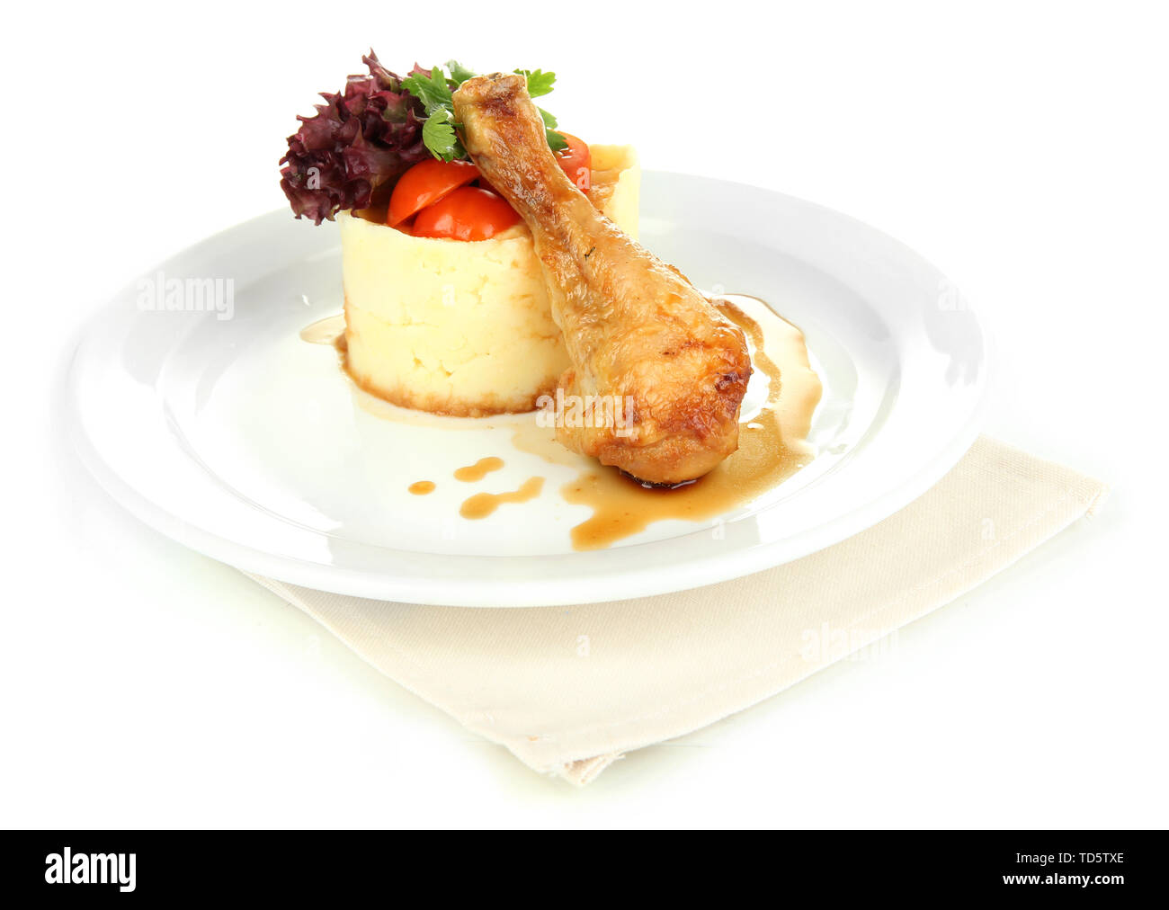 Small portion of food on big plate isolated on white Stock Photo - Alamy