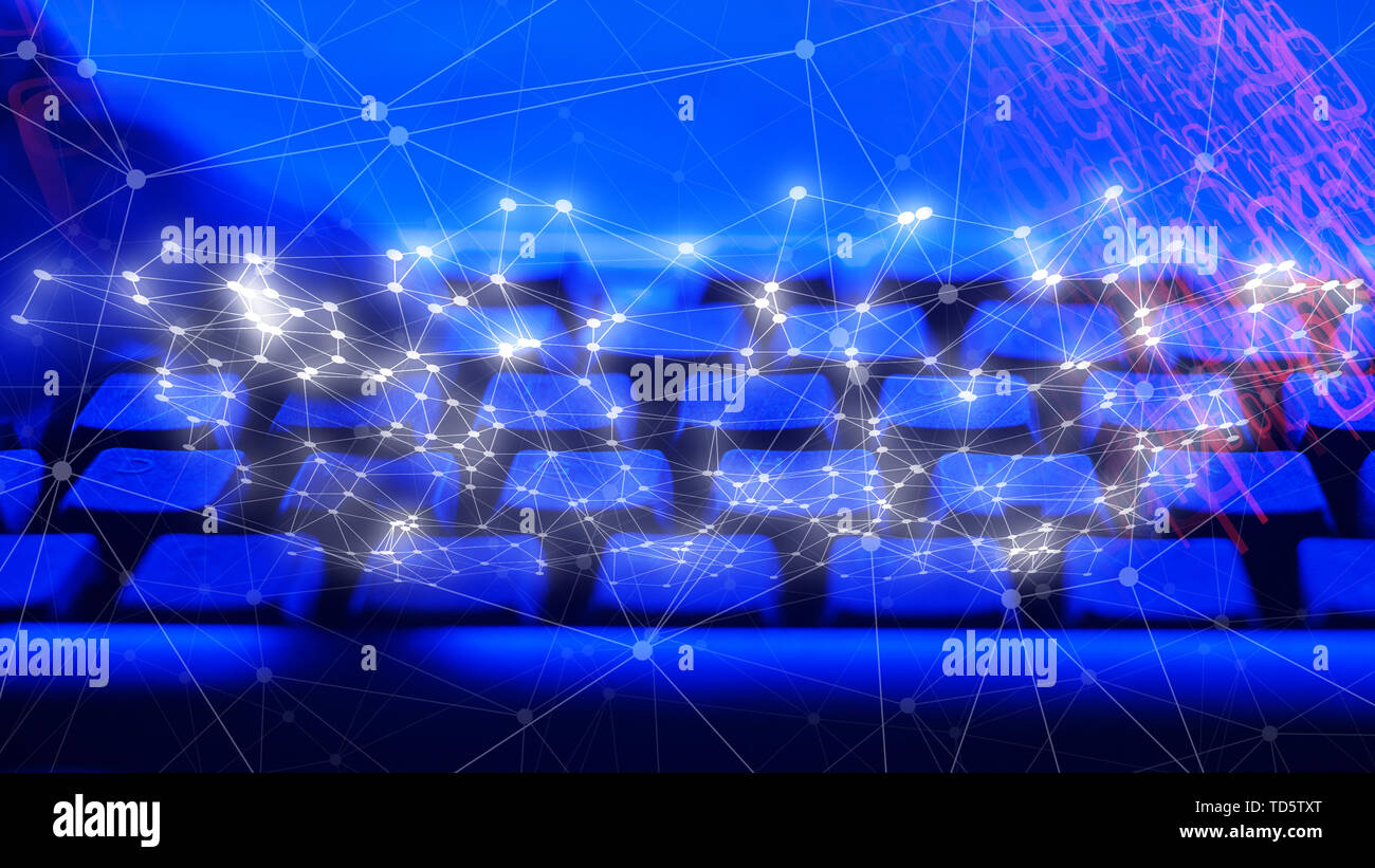 Cybercrime tech background dots, artificial neural network Stock Photo ...