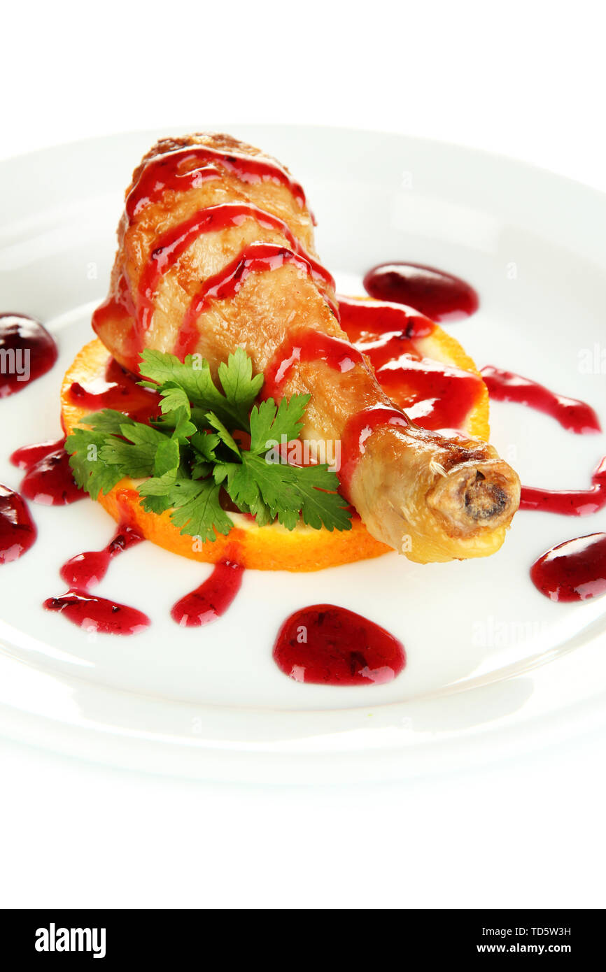 Small portion of food on big plate isolated on white Stock Photo - Alamy