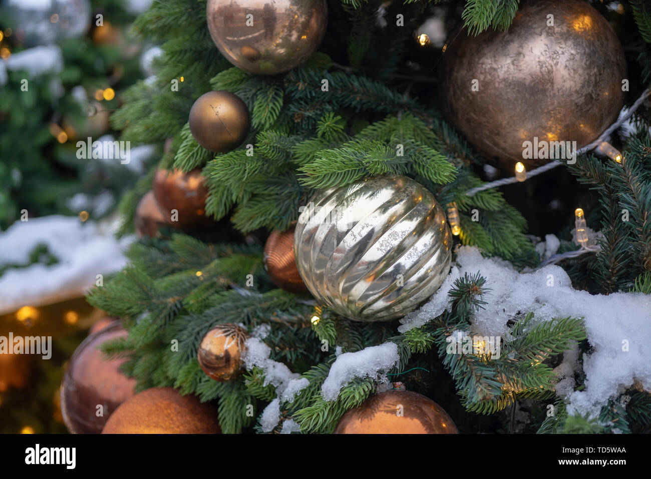 Outdoor festival decoration of the Christmas tree, celebrated the new ...