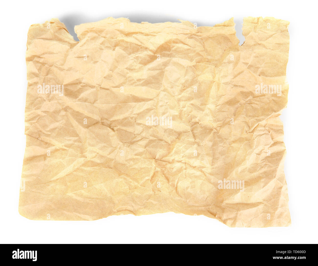 Old sheet of crumpled paper close-up isolated on white Stock Photo - Alamy