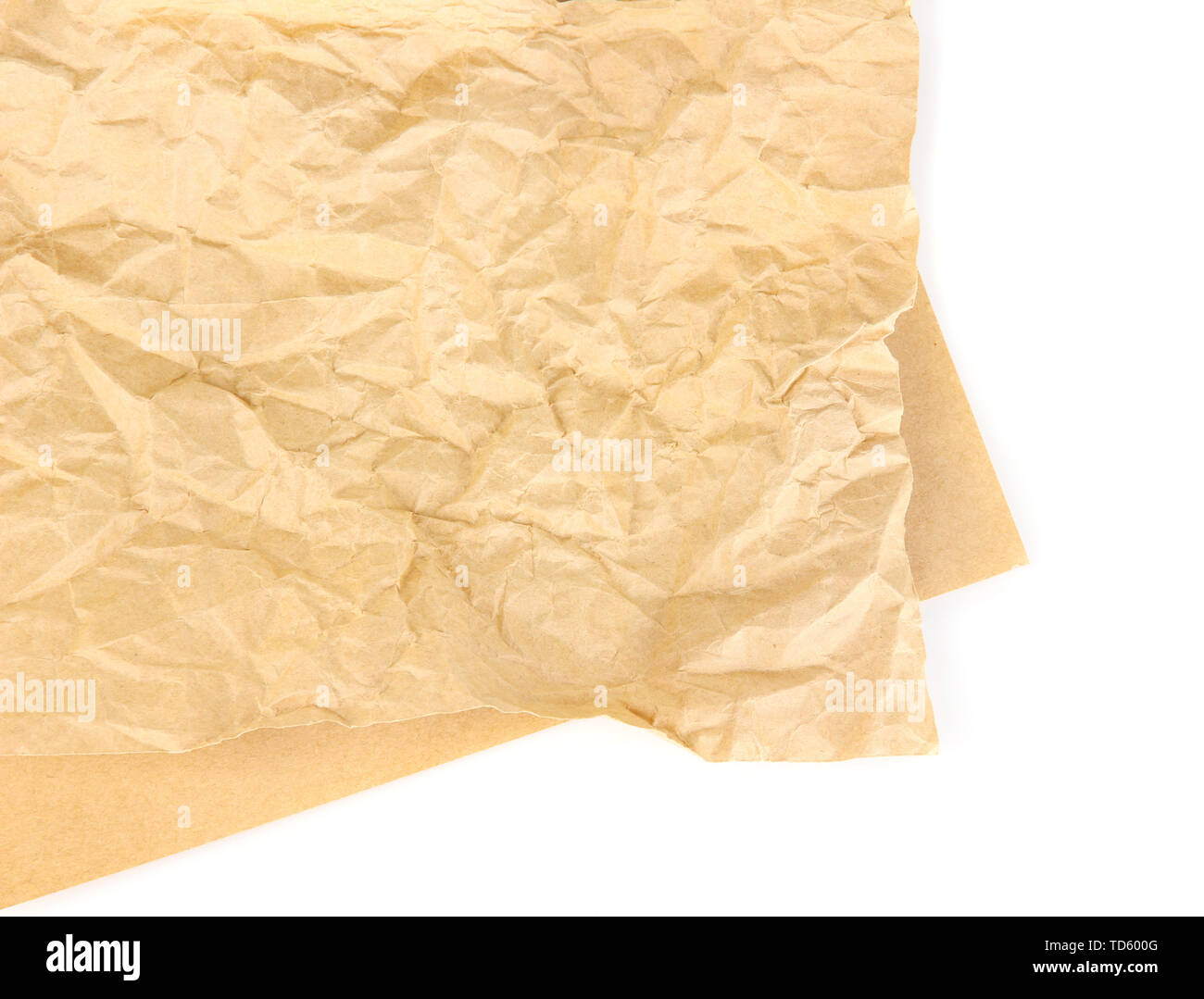 Old sheet of crumpled paper close-up isolated on white Stock Photo - Alamy