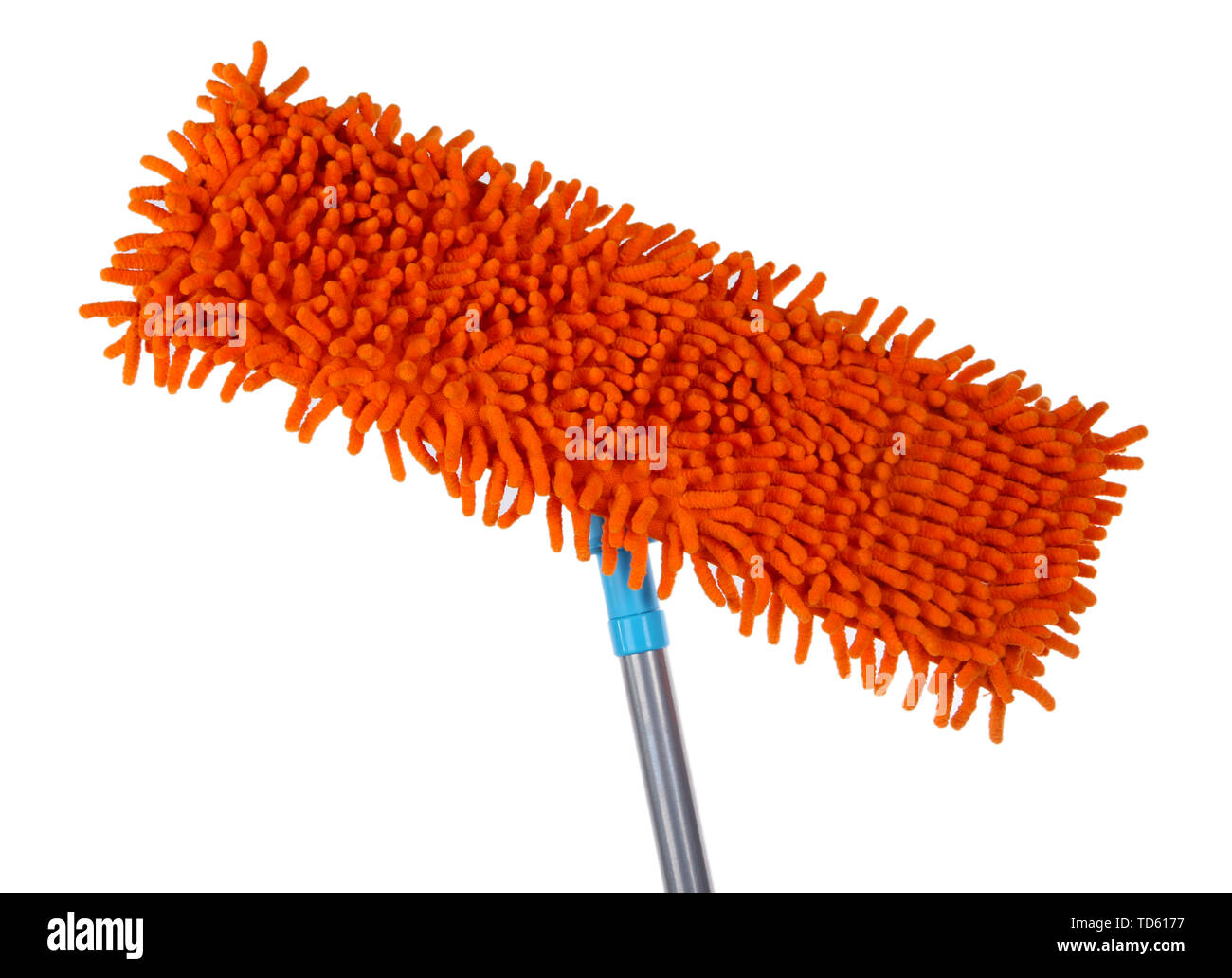 Orange mop for floor isolated on white Stock Photo - Alamy