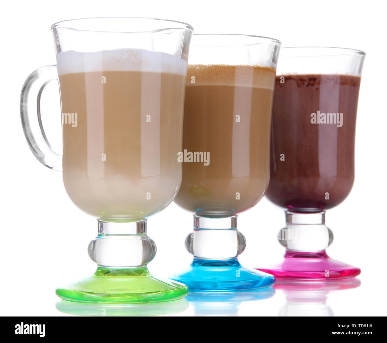 Layered coffee isolated on white Stock Photo - Alamy