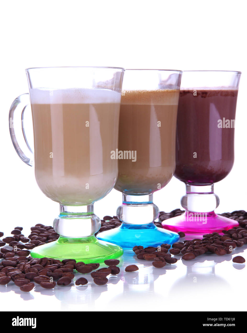 Layered coffee isolated on white Stock Photo - Alamy