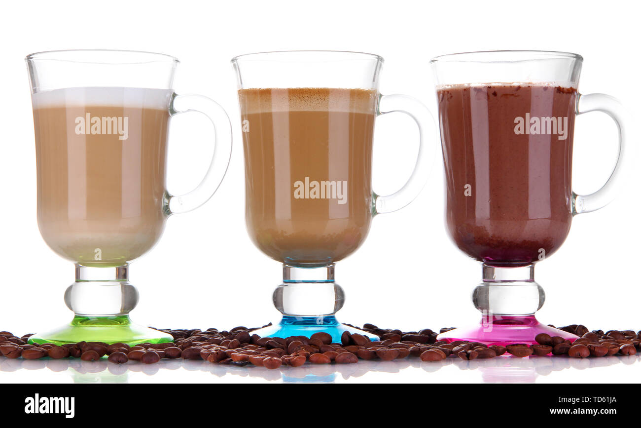 Layered coffee isolated on white Stock Photo - Alamy