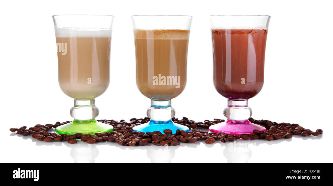 Layered coffee isolated on white Stock Photo - Alamy