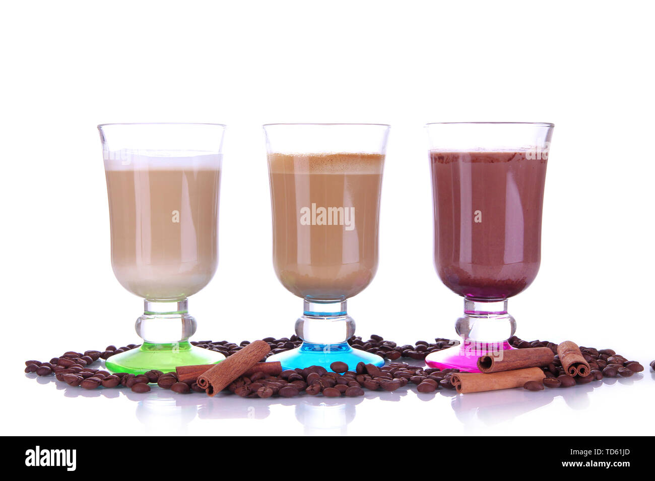 Layered coffee isolated on white Stock Photo - Alamy