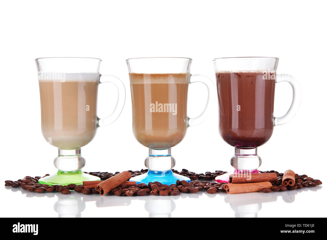 Layered coffee isolated on white Stock Photo - Alamy