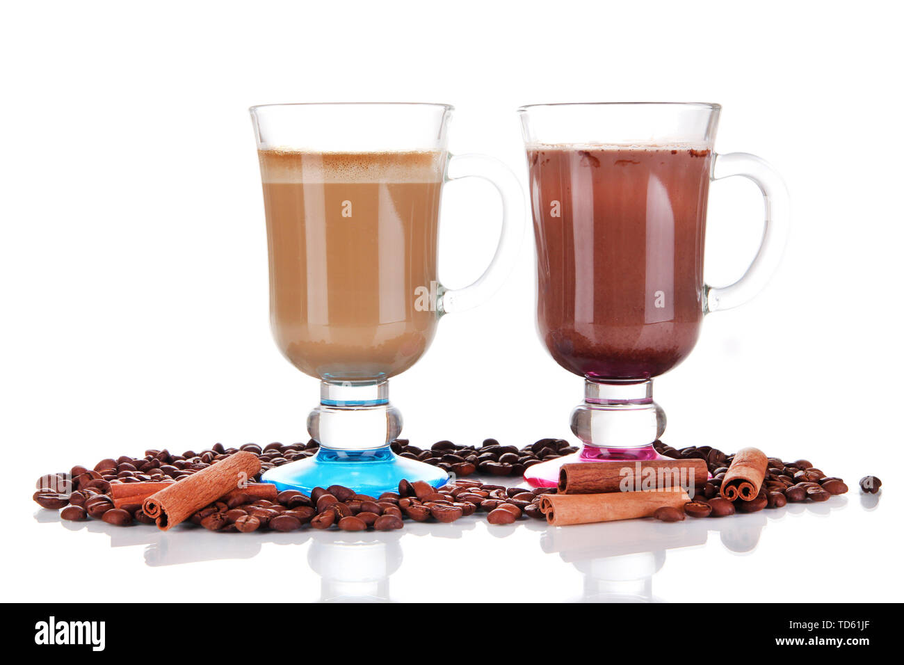 Layered coffee isolated on white Stock Photo - Alamy