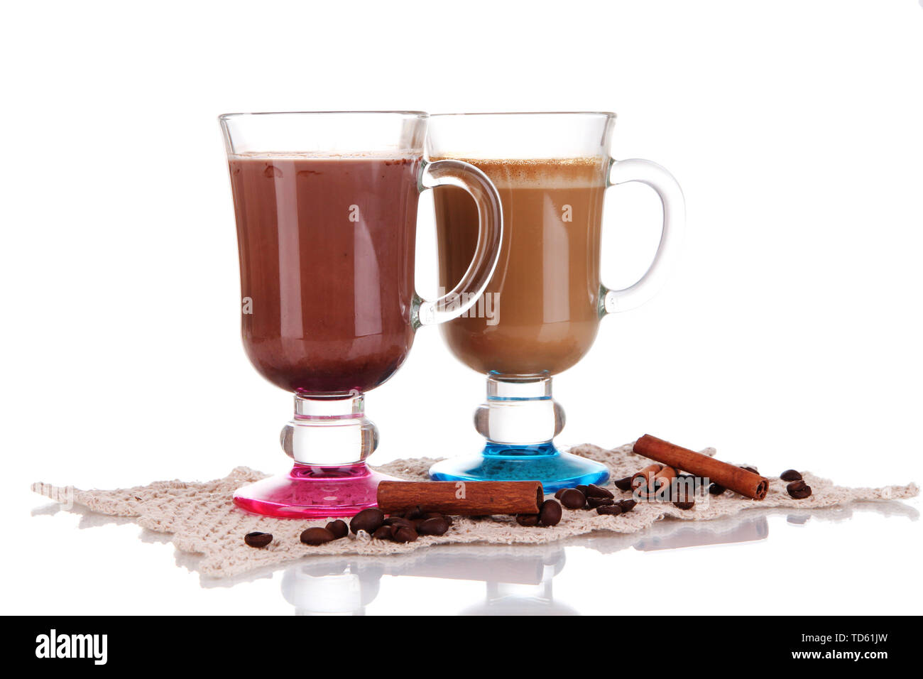 Layered coffee isolated on white Stock Photo - Alamy