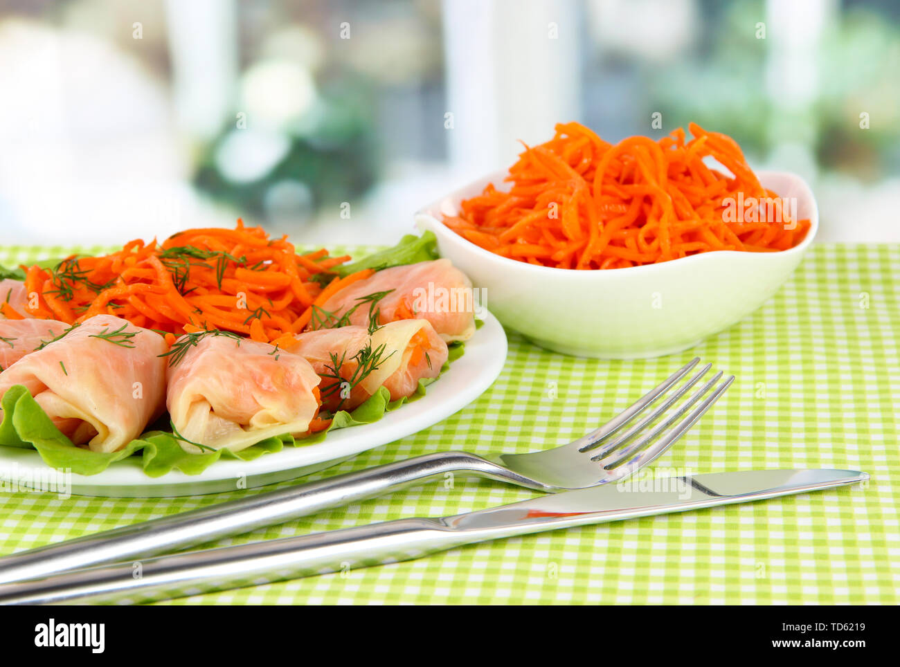 Stuffed cabbage rolls on table in room Stock Photo - Alamy