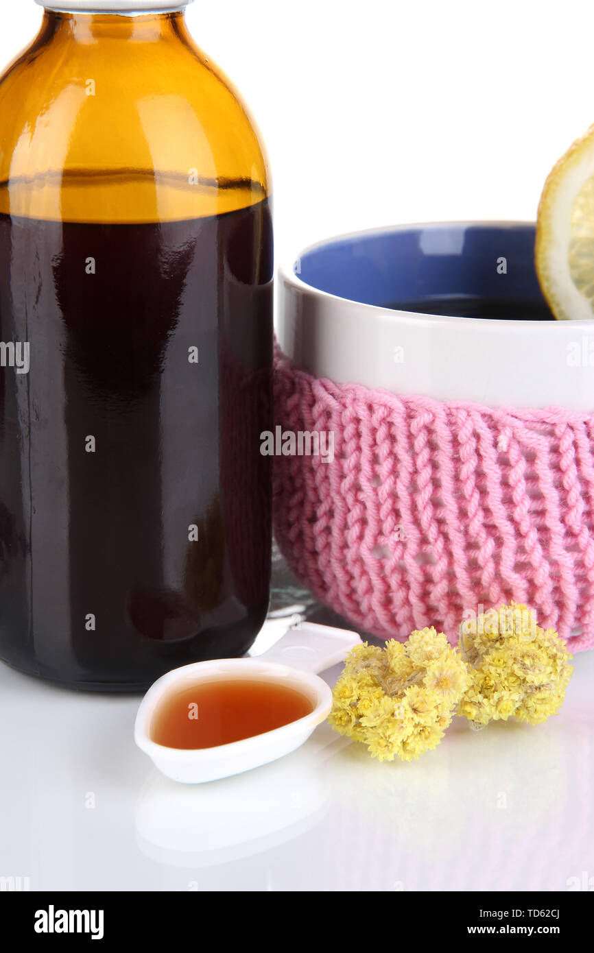 Cough syrup isolated on white Stock Photo - Alamy