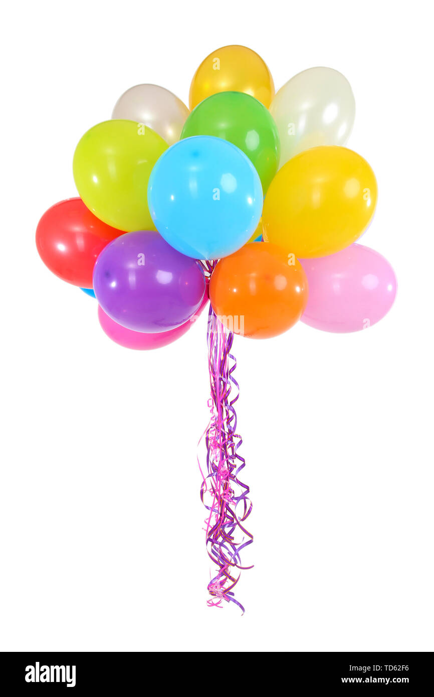 Many bright balloons isolated on white Stock Photo - Alamy