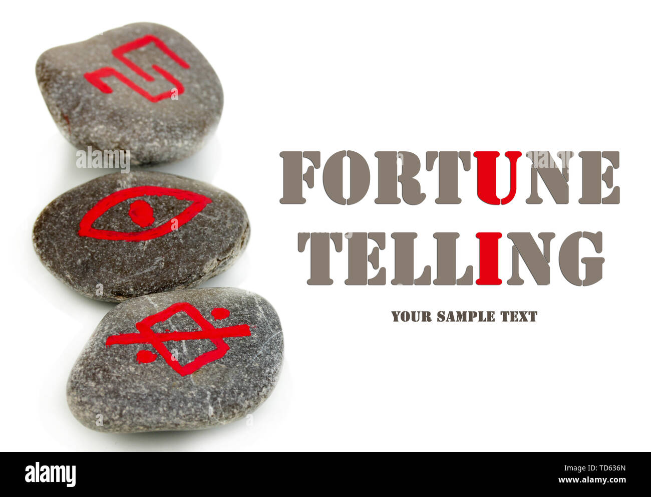 Fortune telling with symbols on stones isolated on white Stock Photo ...