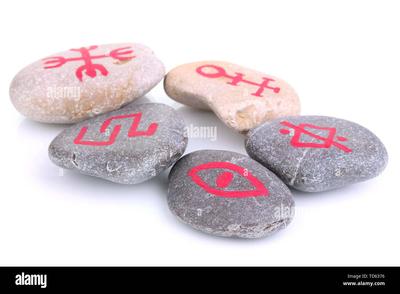 Fortune telling with symbols on stones isolated on white Stock Photo ...