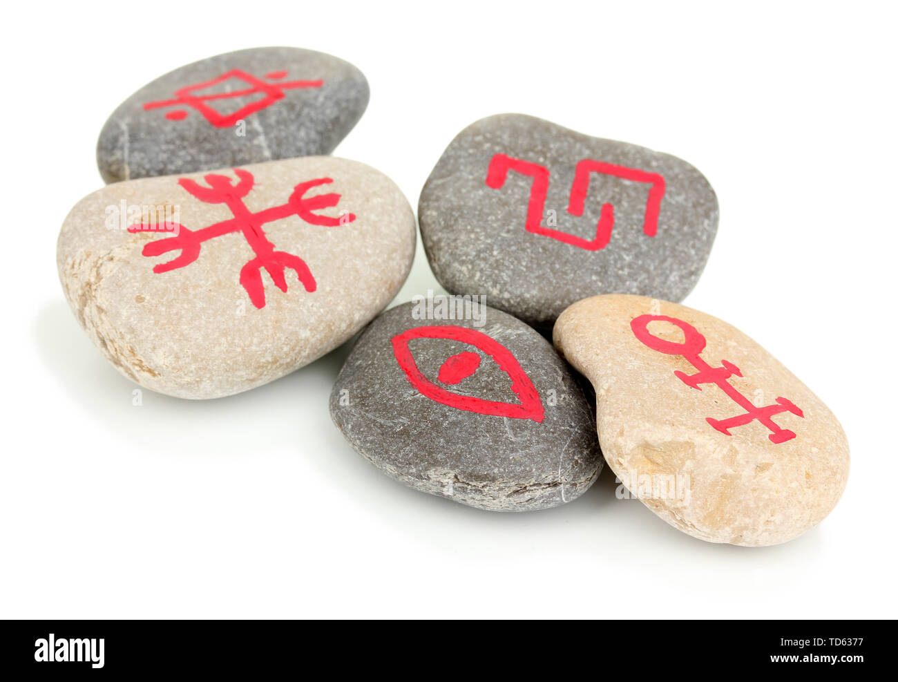 Fortune telling with symbols on stones isolated on white Stock Photo ...