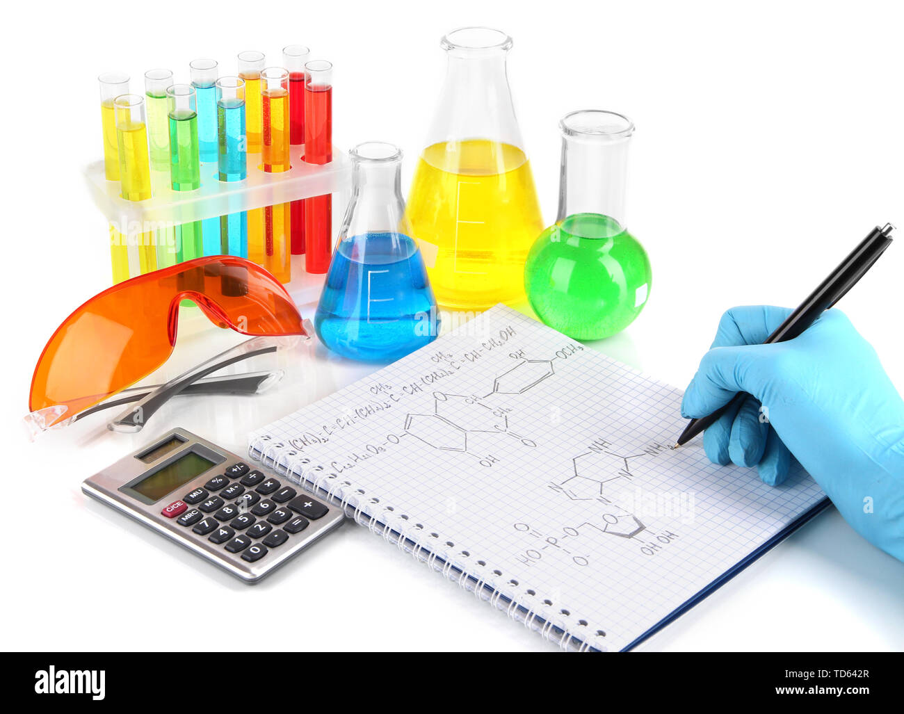 Hand scientist writing formulas isolated on white Stock Photo - Alamy