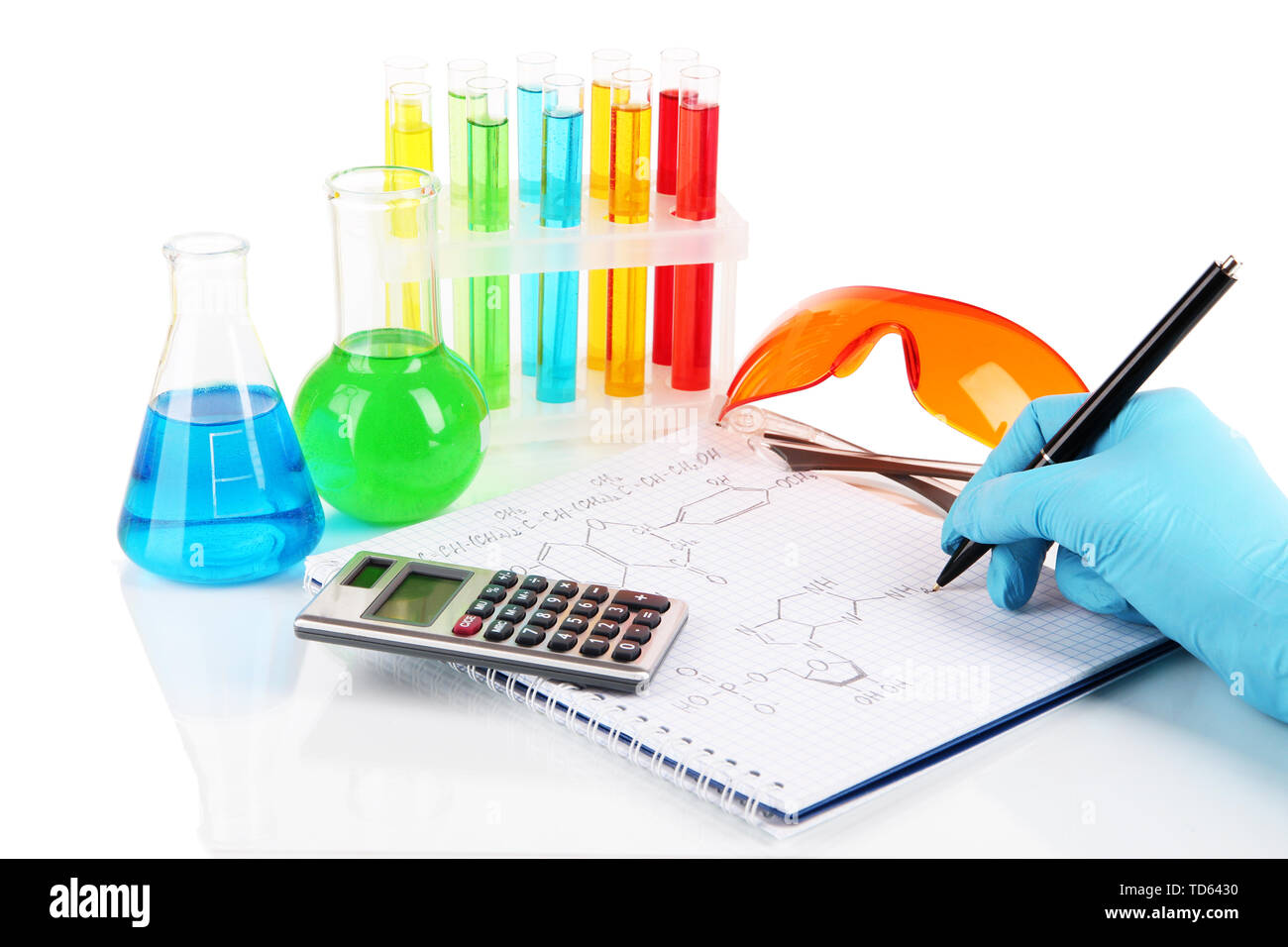 Hand scientist writing formulas isolated on white Stock Photo - Alamy
