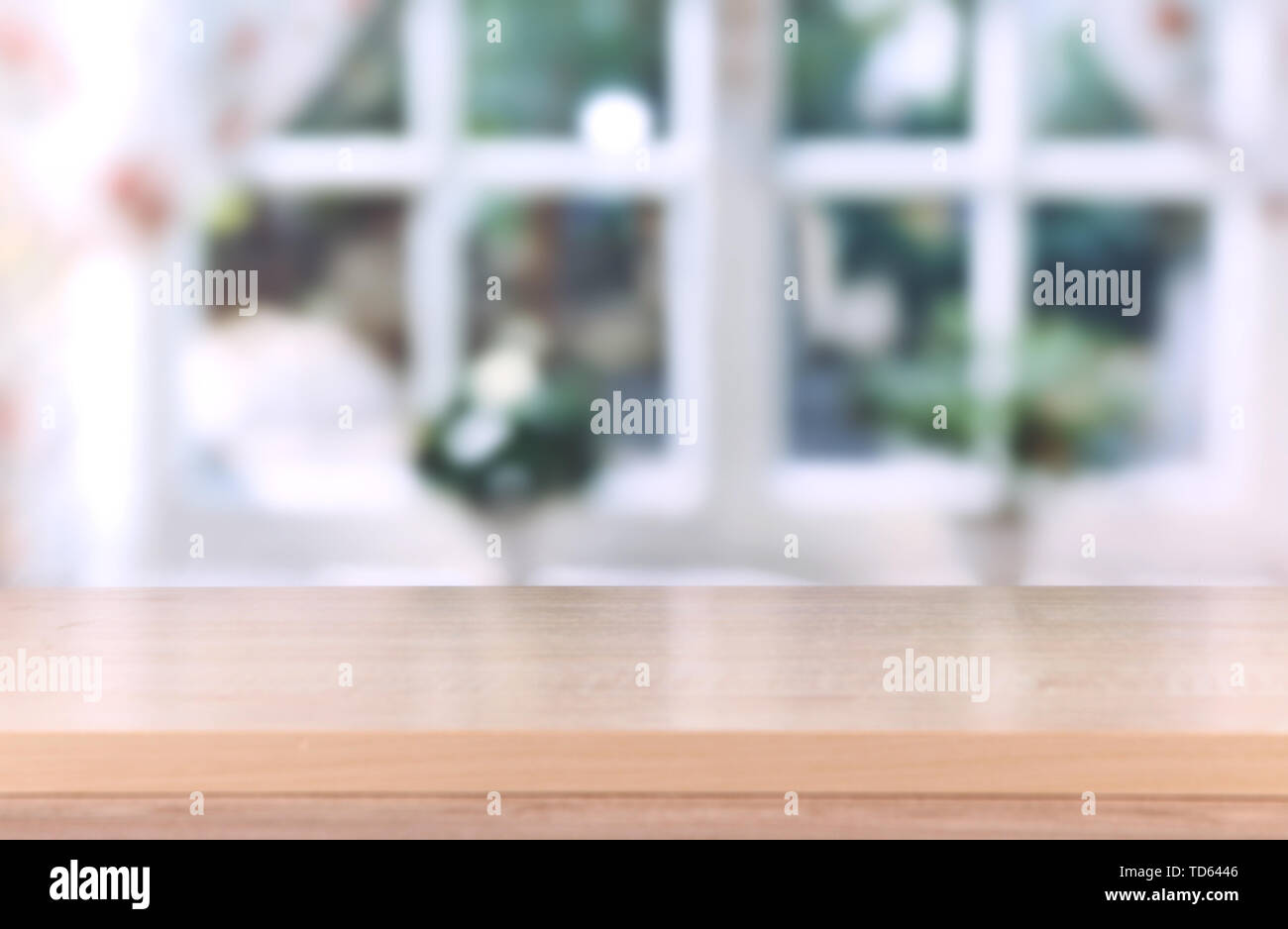 Wooden table on room background Stock Photo - Alamy