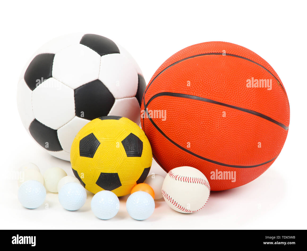 Different balls, isolated on white Stock Photo - Alamy