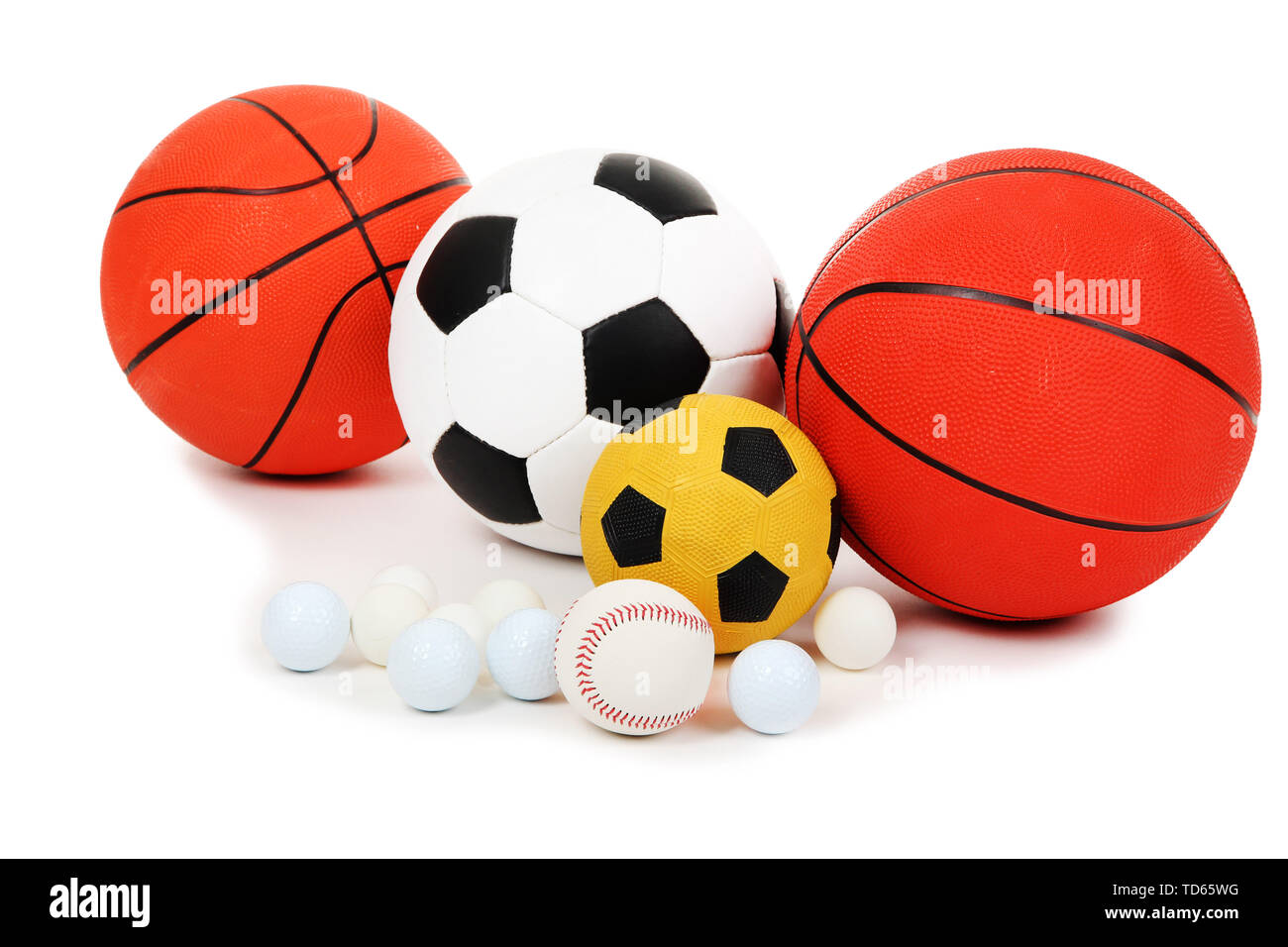 Different balls, isolated on white Stock Photo - Alamy