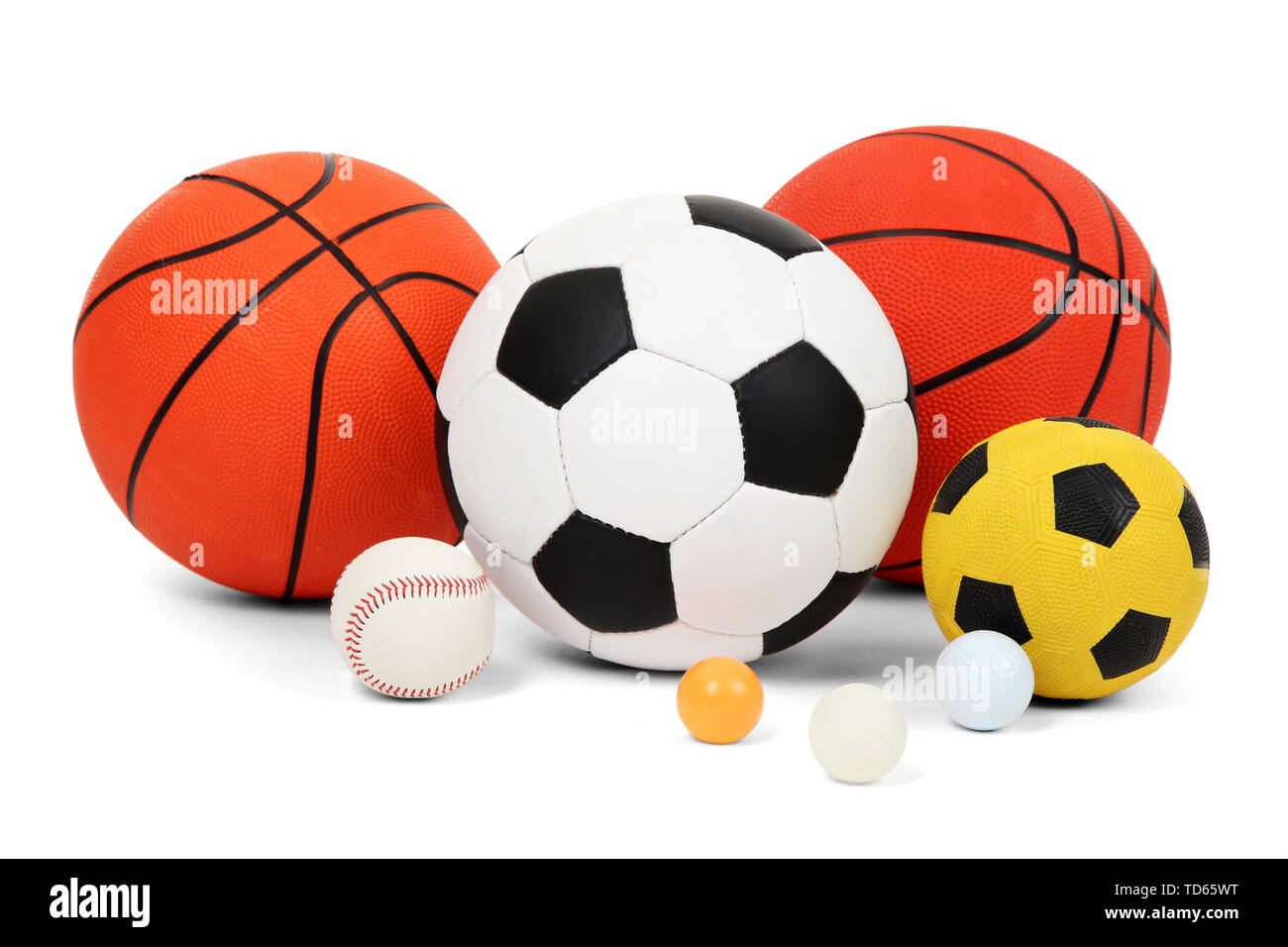 Different balls, isolated on white Stock Photo - Alamy