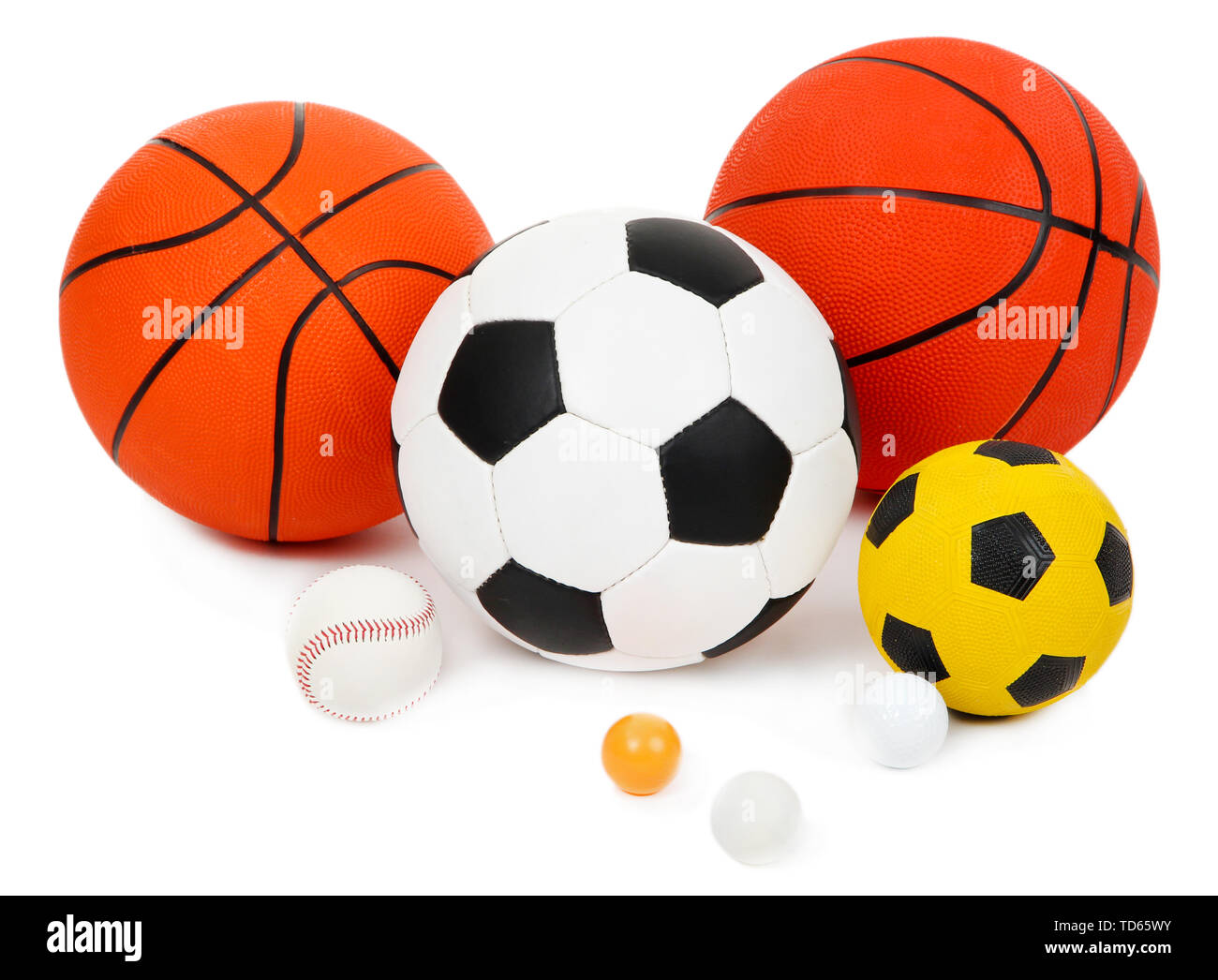 Different balls, isolated on white Stock Photo - Alamy