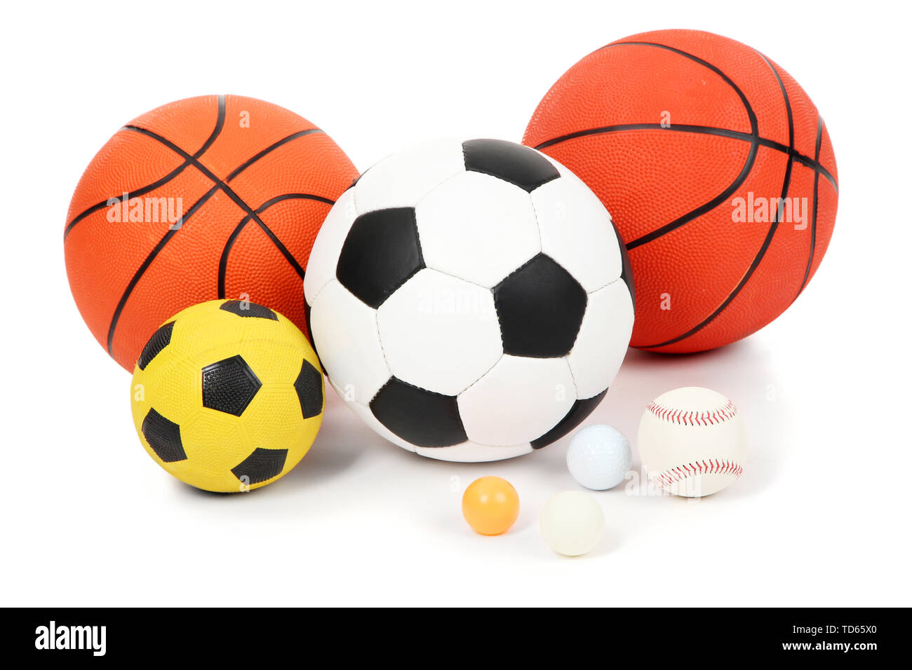Different balls, isolated on white Stock Photo - Alamy