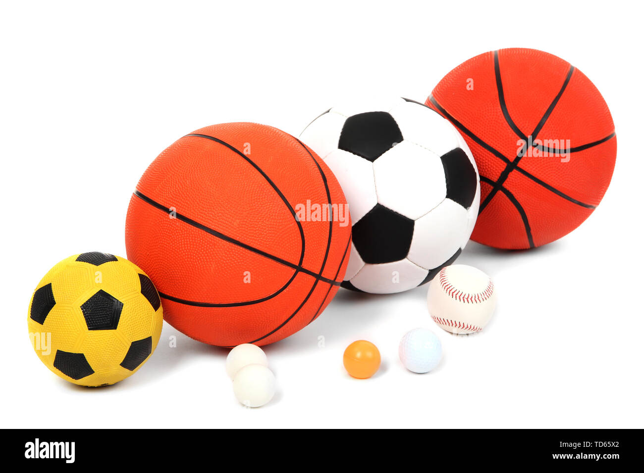 Different balls, isolated on white Stock Photo - Alamy