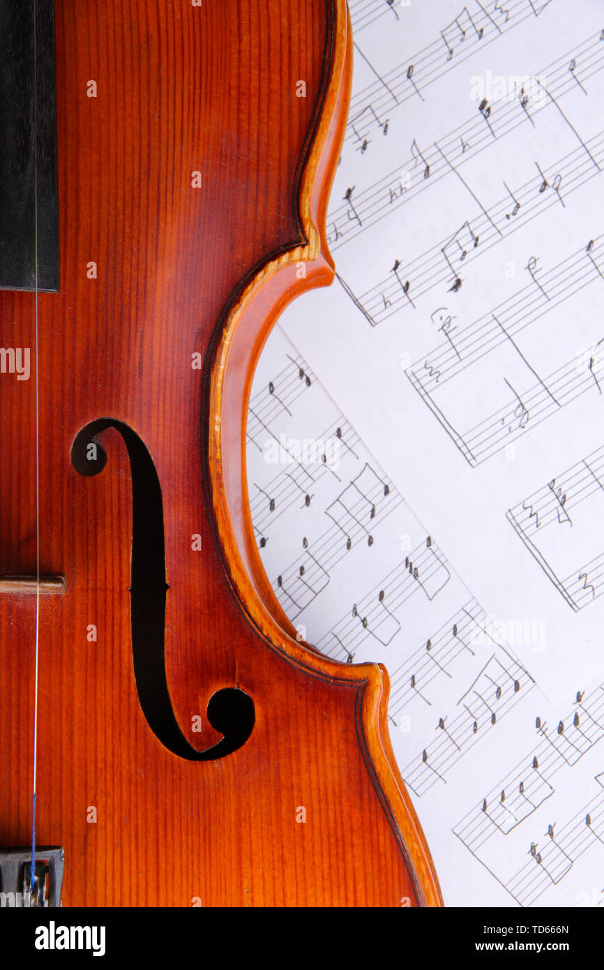Classical violin on notes Stock Photo - Alamy