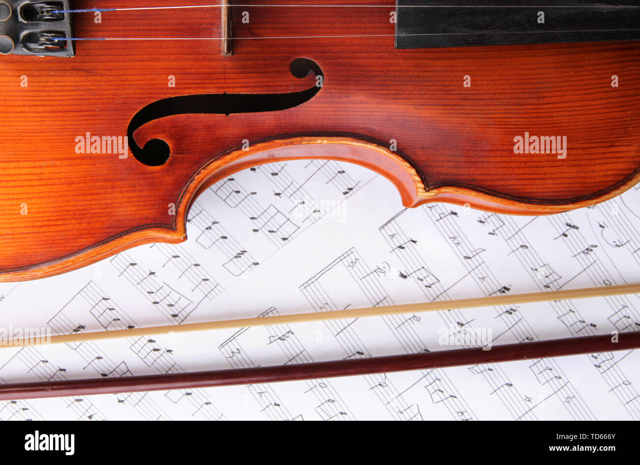 Classical violin on notes Stock Photo - Alamy