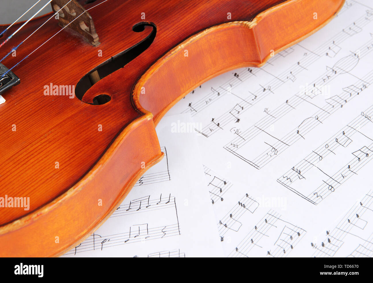 Classical violin on notes Stock Photo - Alamy