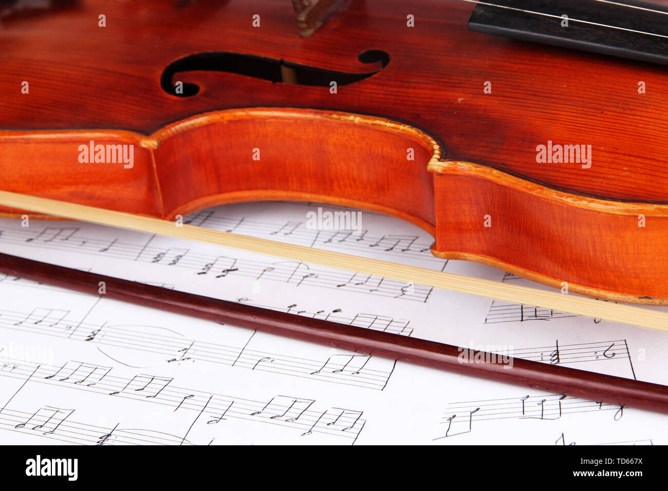 Classical violin on notes Stock Photo - Alamy