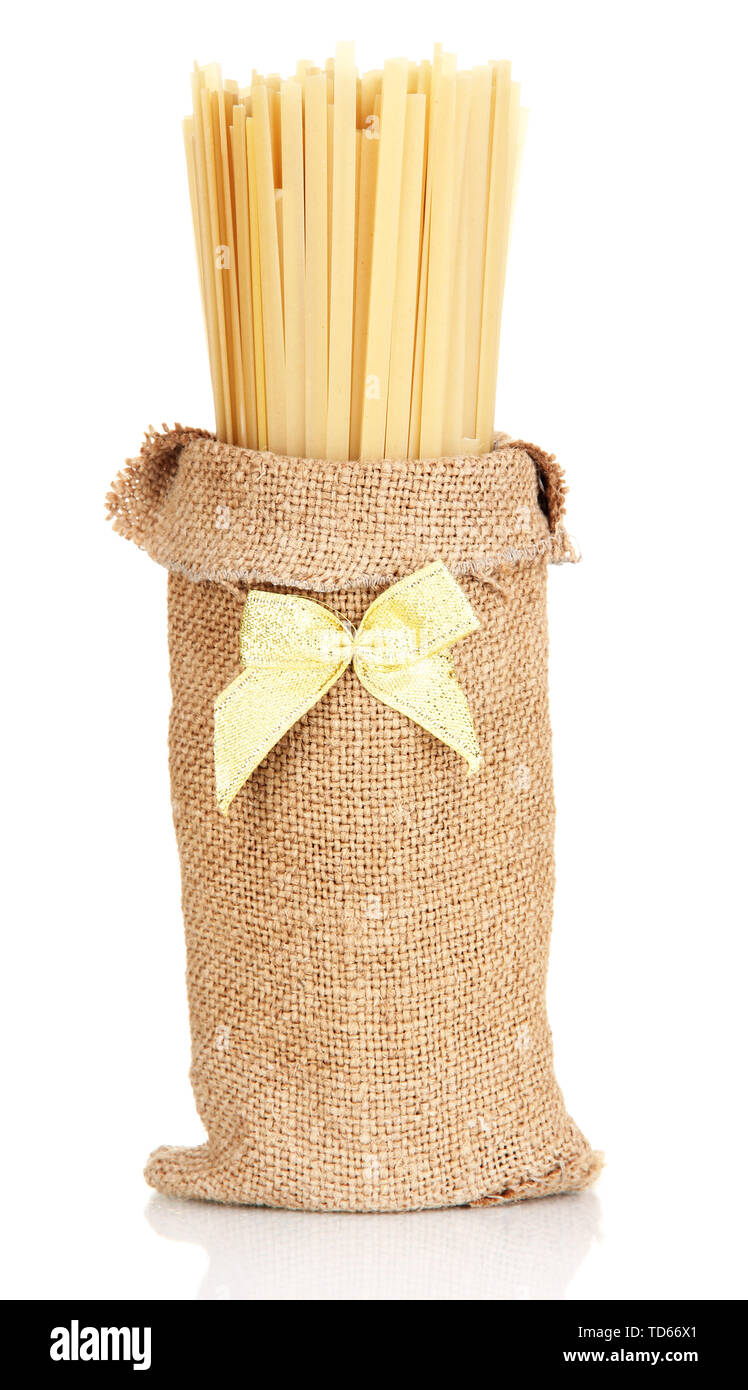 Pasta in bag isolated on white Stock Photo - Alamy