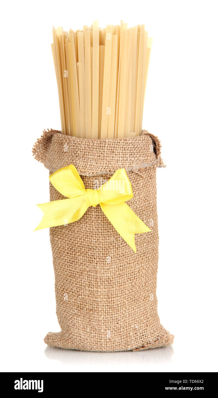 Pasta in bag isolated on white Stock Photo - Alamy