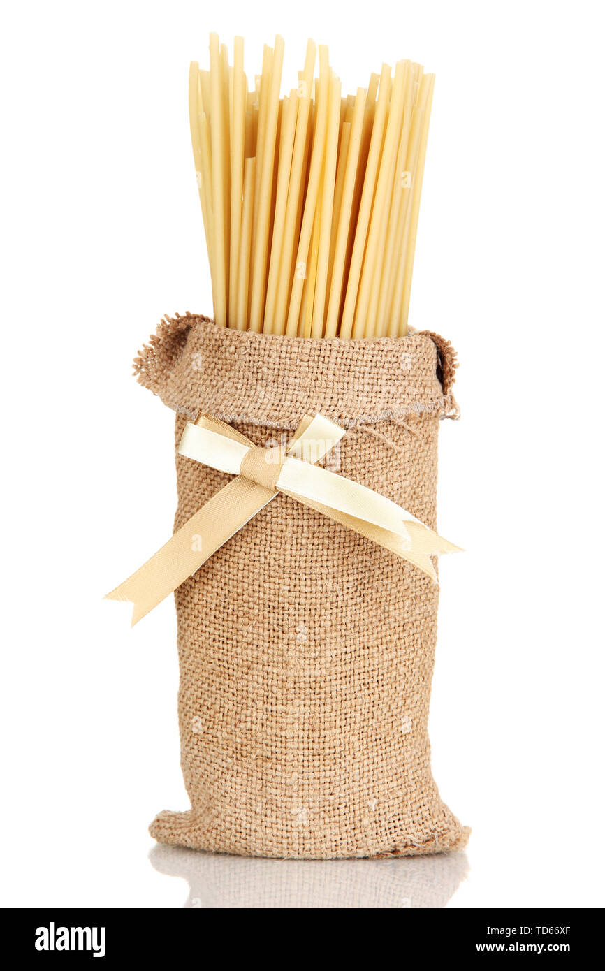 Pasta in bag isolated on white Stock Photo - Alamy